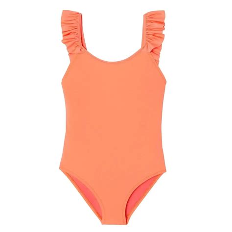 Girls One Piece Anti Uv Swimsuit Coral Fluo Lison Paris