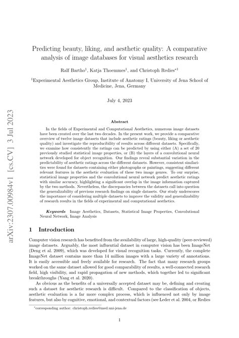 Pdf Predicting Beauty Liking And Aesthetic Quality A Comparative Analysis Of Image