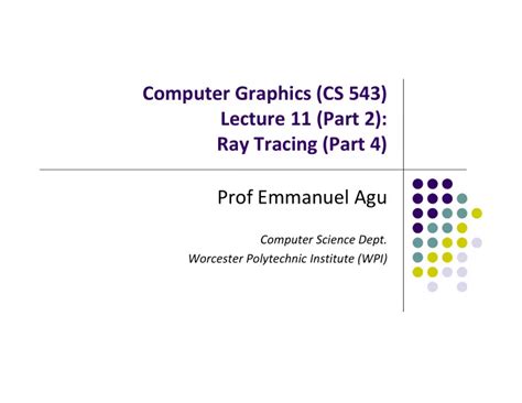 PPT Computer Graphics CS 543 Lecture 11 Part 2 Ray Tracing Part 4 PowerPoint