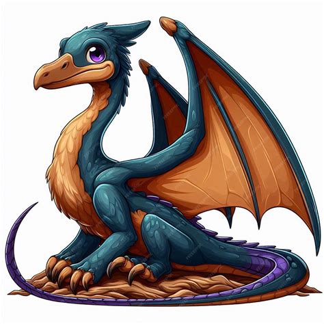 Cute Pterodactyl Vector Cartoon Illustration White Background Premium