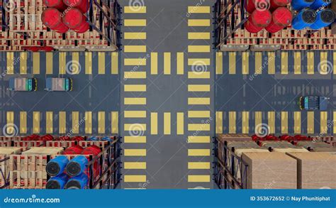 Agv With Cobot Is Carrying Carton In Smart Warehouse Royalty Free