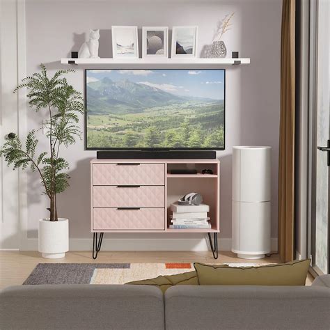 Anzio Matt Kobe Pink Tv Stand With 2 Shelves And 3 Drawers H742cm X