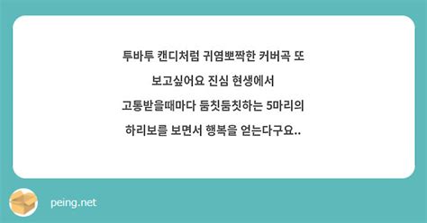 투바투 캔디처럼 귀염뽀짝한 커버곡 또 보고싶어요 진심 현생에서 고통받을때마다 둠칫둠칫하는 5마리의 Peing 質問箱