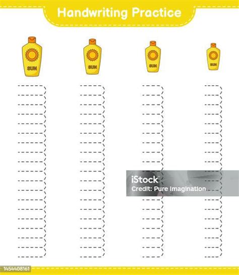 필기 연습 자외선 차단제의 추적 라인 교육 어린이 게임 인쇄 워크시트 벡터 일러스트 레이 션 0명에 대한 스톡 벡터 아트 및