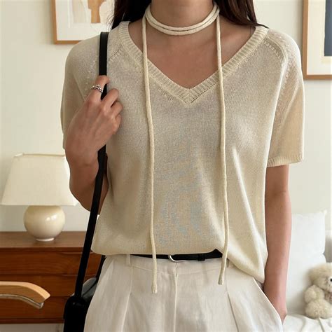 키몽 타이니트 브이넥니트 봄 여름 오버핏 루즈핏 얇은 나그랑 레글런