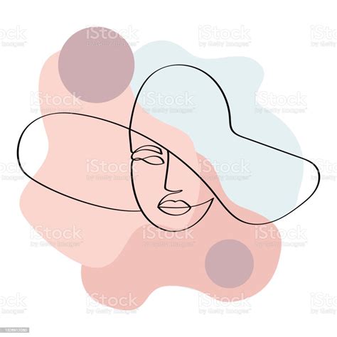 최소한의 여성 얼굴추상 포스터 한 줄 그리기 스타일입니다 단순함에 대한 스톡 벡터 아트 및 기타 이미지 단순함 단일 이미지