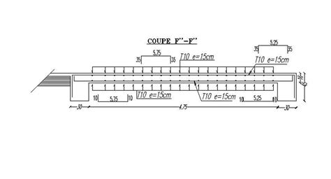 Cross Section F F Of Structure With Reinforcement Details In Autocad 2d