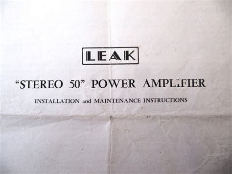 LEAK Stereo 50 Schematics Installation Maintenance USER MANUAL Power