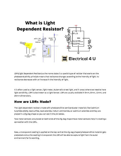Physics 101 Project On Light Dependent Resistors Ldrs Explained