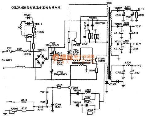The Power Supply Circuit Diagram Of COLOR 620 Type Color Display Power Supply Circuit