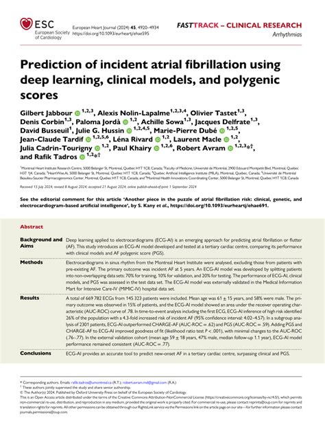 Pdf Prediction Of Incident Atrial Fibrillation Using Deep Learning Clinical Models And