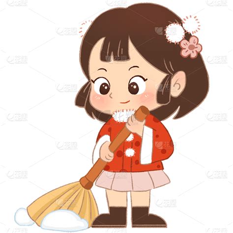 手绘 新年喜庆儿童元素 小女孩