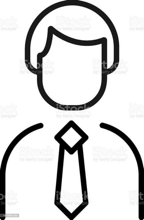 웹 사이트 앱 기사 상점 등에 적합한 벡터 기호 간단한 흑백 일러스트레이션과 편집 가능한 스트로크 사무실 옷에 얼굴이없는 남자의 라인 아이콘 경영자에 대한 스톡 벡터 아트