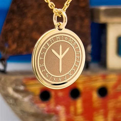 14k Solid Gold Algiz Necklace Viking Rune Jewelry Elhaz Pendant Yr Rune Norse Symbol Viking