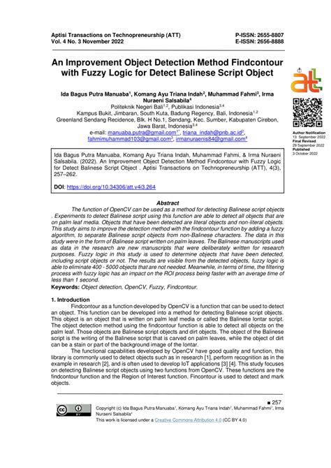 Pdf An Improvement Object Detection Method Findcontour With Fuzzy