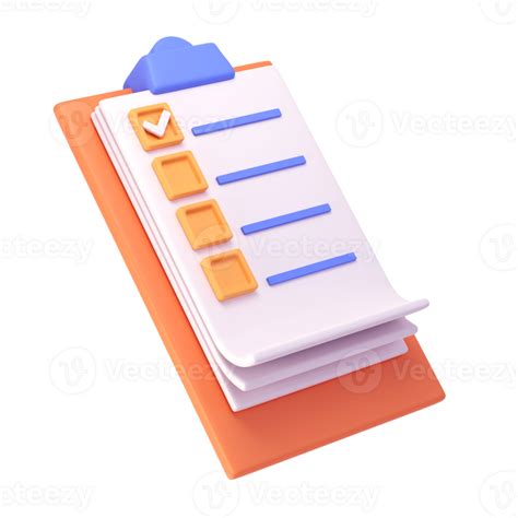 3d White Clipboard Icon Task Management Todo Check List On Orange Plane