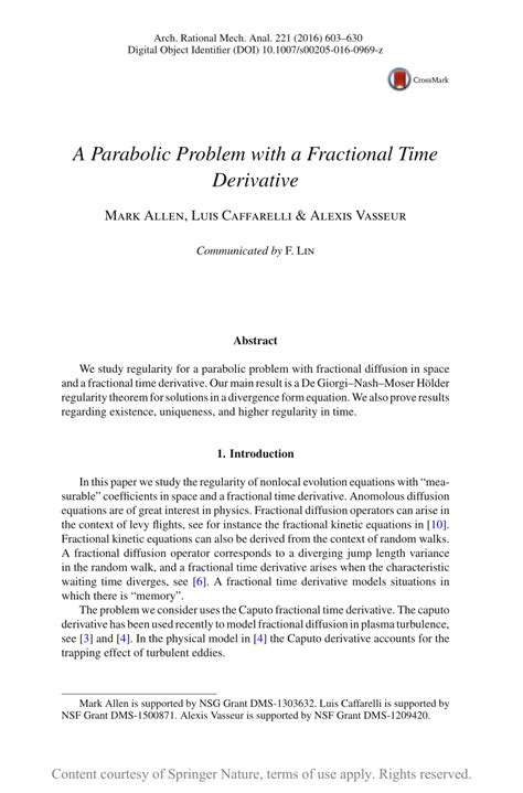 A Parabolic Problem With A Fractional Time Derivative Request Pdf