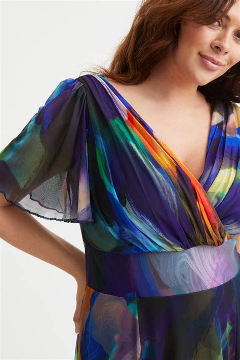 Isabelle Navy Mirage Float Sleeve Maxi Dress Scarlett And Jo