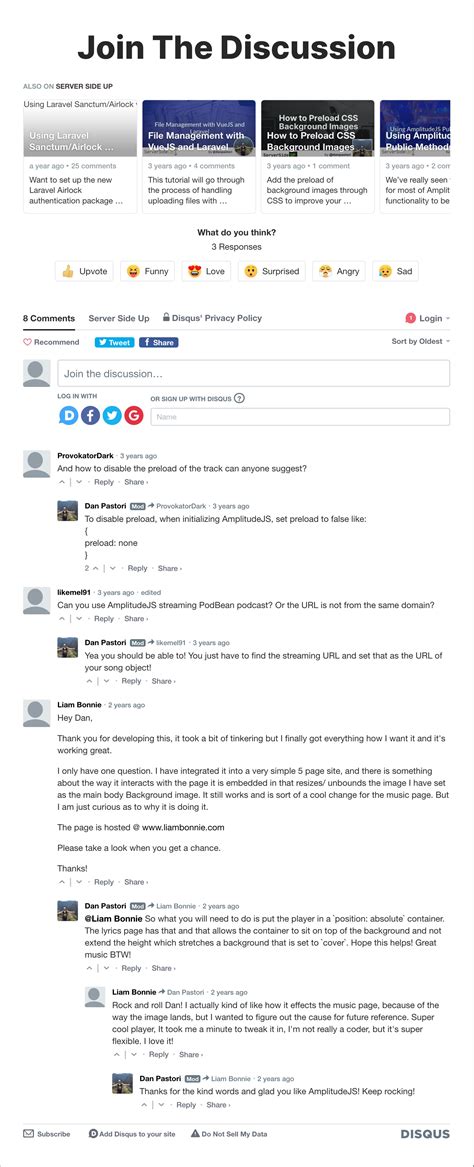 amplitudejs configuration options ⚡️ latest posts and comments server side up community
