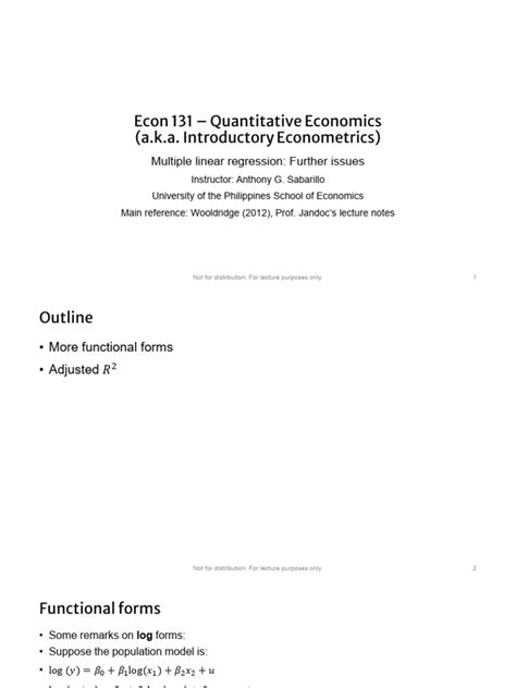 Draft 13 Multiple Linear Regression Further Issues Pdf