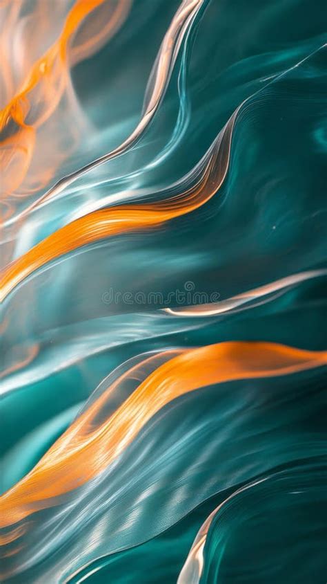 Abstract Flowing Lines In Teal And Orange Dynamic Motion Modern Art And Design Concept Stock