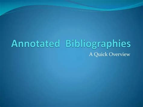 Ppt Annotated Bibliographies Powerpoint Presentation Free Download Id 2995256