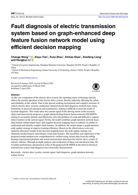 Fault Diagnosis Of Electric Transmission System Based On Graph Enhanced