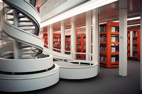 Library With Automated Book Sorters Premium Ai Generated Image