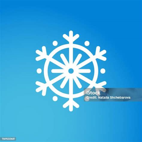 벡터 일러스트 눈송이 아이콘입니다 그라데이션이있는 파란색 배경에 고립 된 흰색 실루엣 크리스마스 디자인 겨울 날씨 개념 등을위한 장식 요소로 적용 할 수 있습니다 0명에