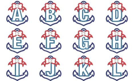 Diseño De Matrices P Bordar Alfabeto Letras En Ancla