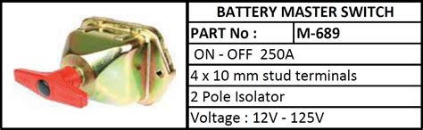 Battery Master Switch M 689 Spec Rabadi Multi Guna