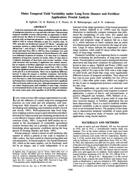 Pdf Maize Temporal Yield Variability Under Long Term Manure And Fertilizer Application