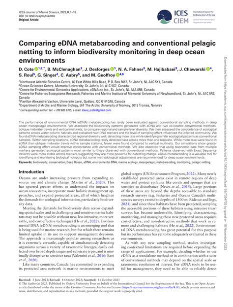 Pdf Comparing Edna Metabarcoding And Conventional Pelagic Netting To