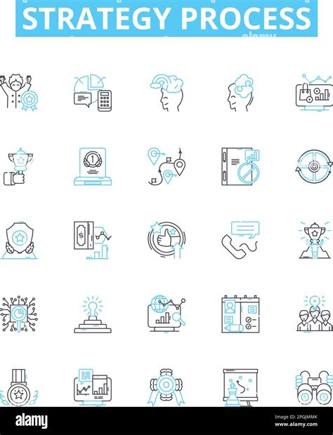 Strategy Process Vector Line Icons Set Planning Analysis Execution Decision Making