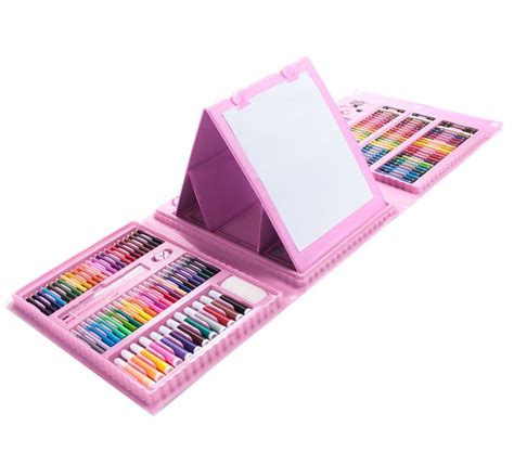 Купить Набор для рисования и творчества 208 предметов с мольбертом розовый недорого в интернет