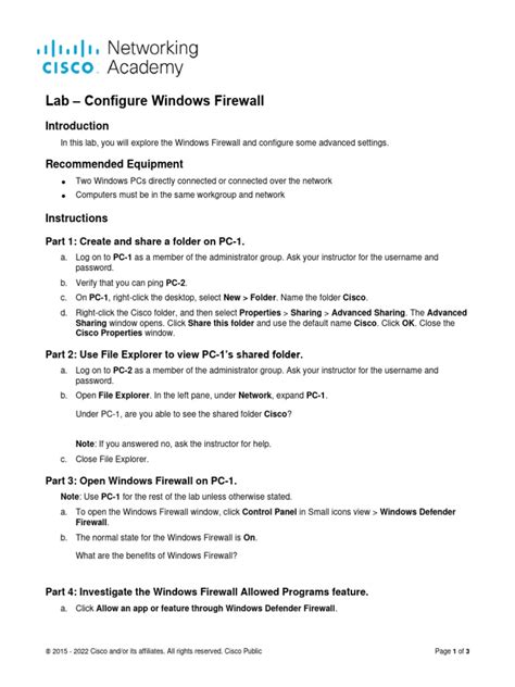 Lab Configure Windows Firewall Part 1 Create And Share A Folder On