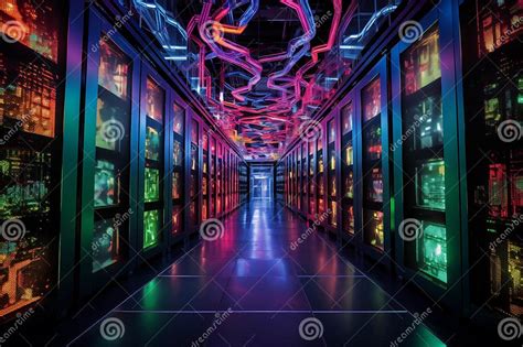 Computing Farm Row Of Servers Stock Illustration Illustration Of House Security 301818823