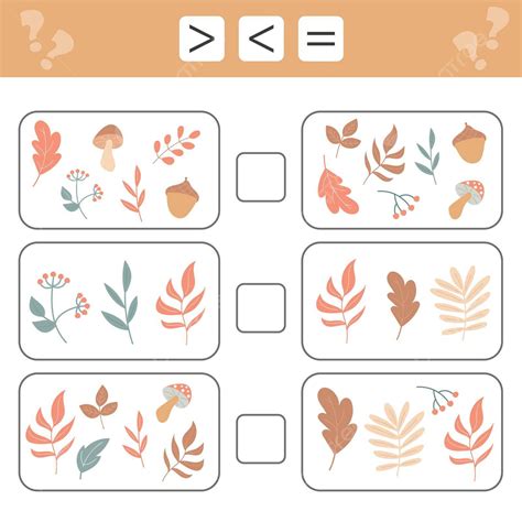 Forest Autumn Leaves Comparing Numbers Through Less Than Greater Than And Equal Vector Equation