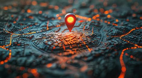 Premium Photo Map With Red Light