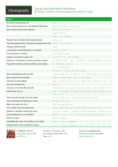 Lua Scripting 51 Cheat Sheet By Srgmc Download Free From