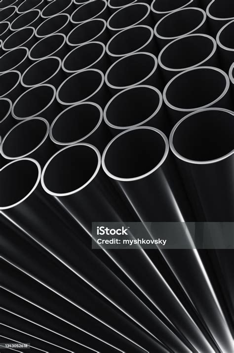 흰색 배경에 금속 파이프의 클로즈업 흰색 배경에 고립 된 철 파이프 더미 3d 렌더 일러스트레이션 0명에 대한 스톡 사진 및 기타 이미지 Istock