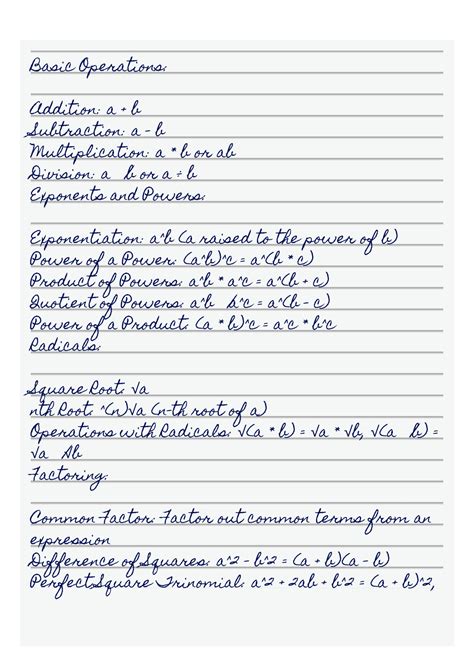 SOLUTION Algebra All Formulas Part 1 Studypool