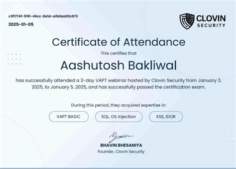 Aashutosh Bakliwal On Linkedin Excited To Share That Ive Successfully Completed A 3 Day Vapt