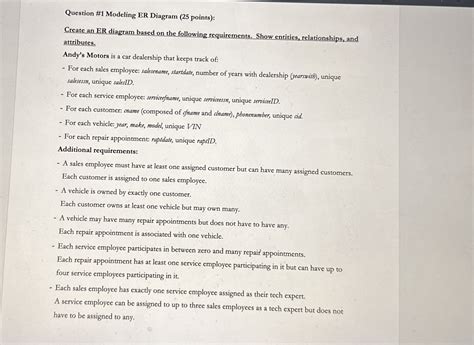 Solved Question 1 ﻿modeling Er Diagram 25 ﻿points Create