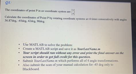 Solved Q1 The Coordinates Of Point Pin Uv Coordinate System