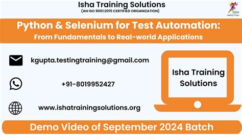 selenium and python demo video on 18th sept 2024 call or whatsapp us on