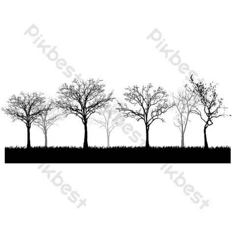 Tree Silhouette And Grass Silhouette Picture Png Images Psd Free