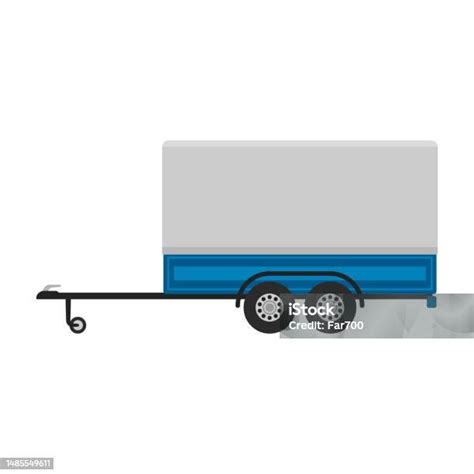 화물 자동차 트레일러 아이콘입니다 카라반 컬러 실루엣 측면도 벡터 간단한 평면 그래픽 그림입니다 흰색 배경에 격리된 개체입니다