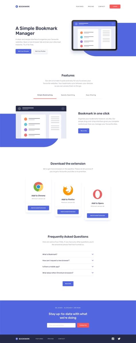 Frontend Mentor Bookmark Landing Page Using Tailwind Css Coding Challenge Solution