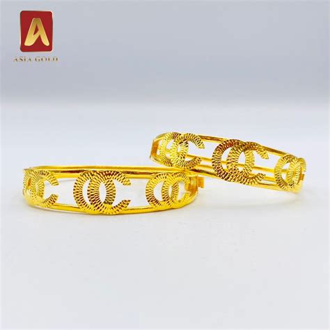 Asiagold กำไลทองคำแท้ 96 5 หนัก 1 บาท ลายแฟชั่น Asia Gold